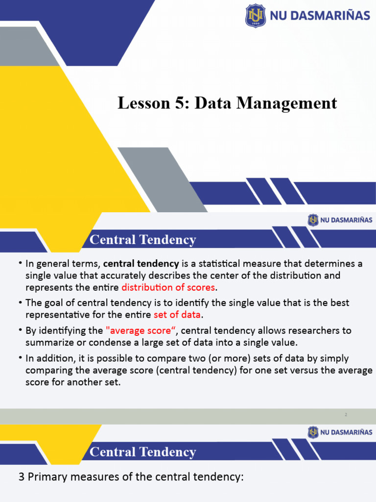 Week 8 9 B - L5 - DATA MANAGEMENT | PDF | Mode (Statistics) | Median