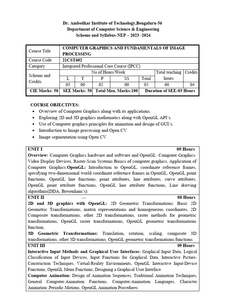 2_21CST602-CGIP (2) | PDF | 2 D Computer Graphics | 3 D Computer Graphics