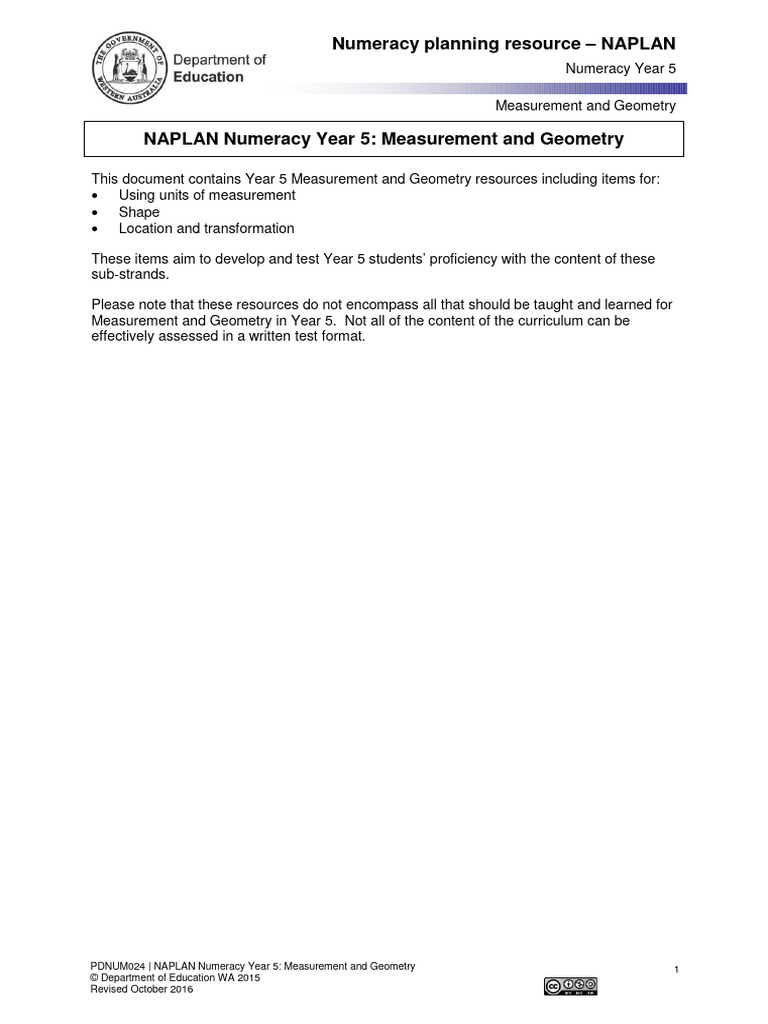 Measurement and Geometry 1 | PDF | Litre | Area