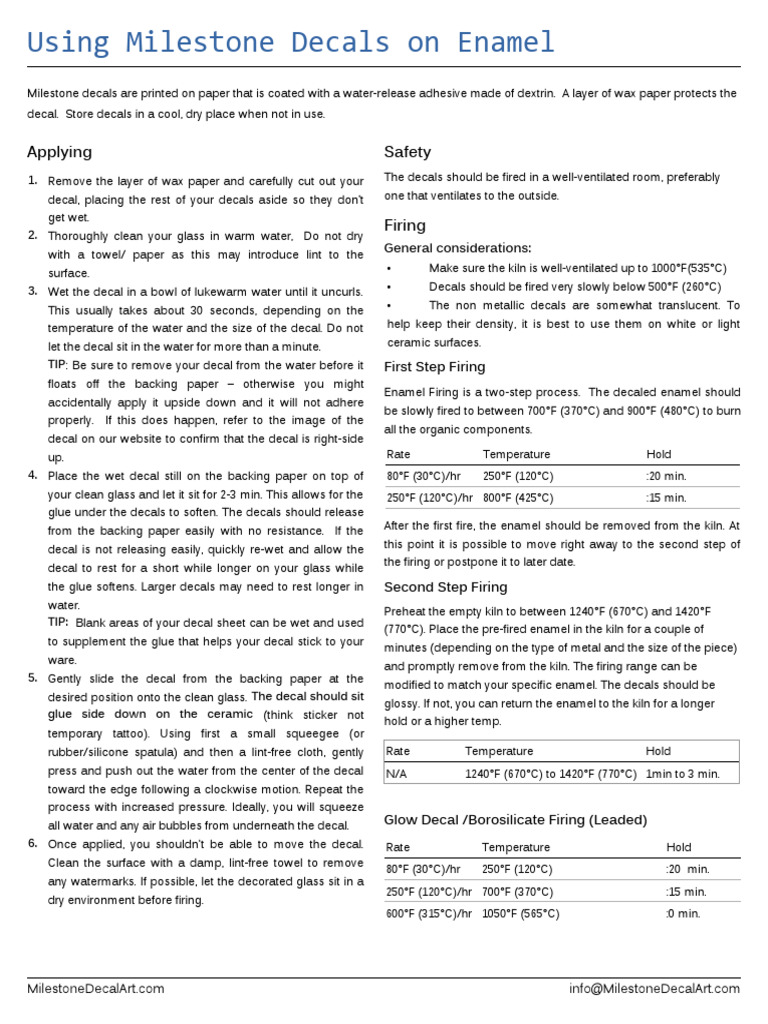 Enamel Firing Instructions MDA | PDF | Vitreous Enamel | Water