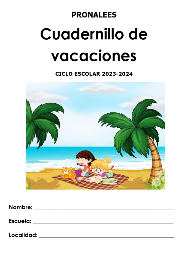 Cuadernillo Vacacional Marzo Pronalees Xochitl Cruz | PDF