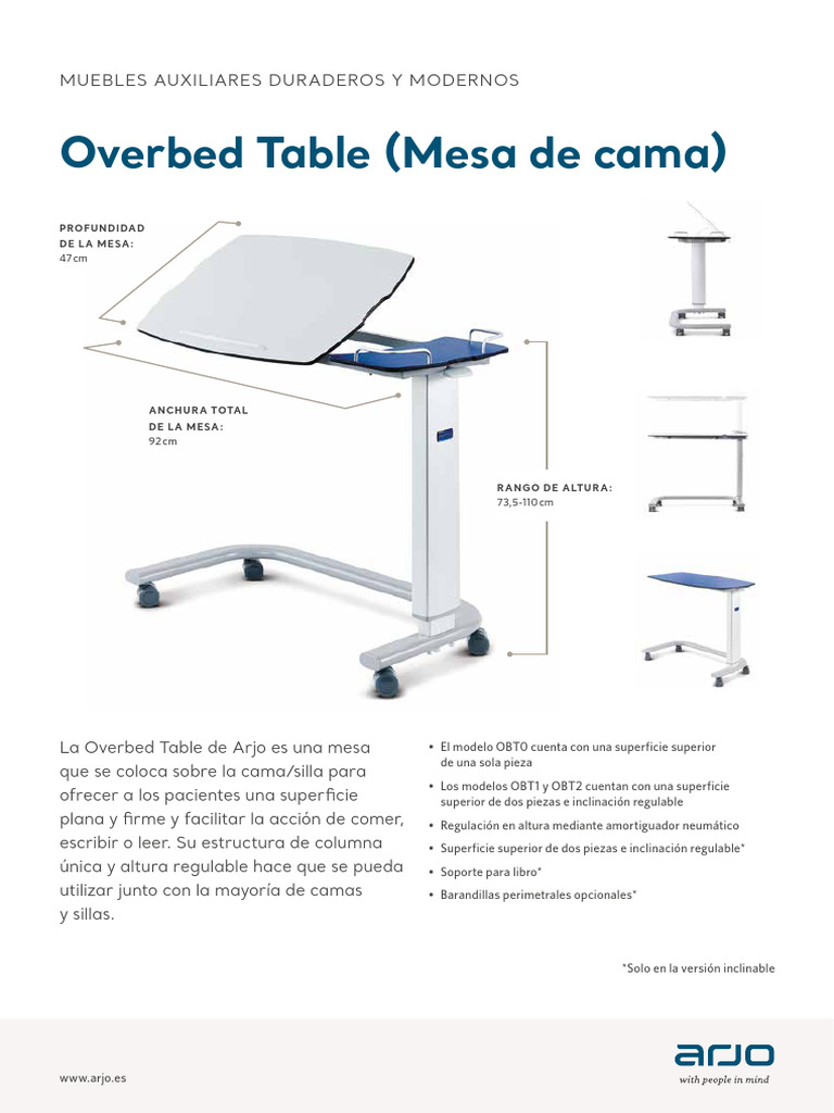 Arjo - Overbed Table Specs - Brochure.1.0.ES - ES | PDF