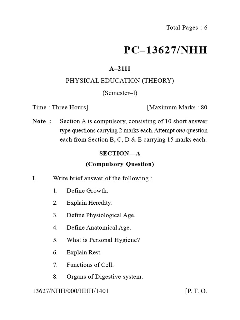 Ba 1st Sem Physical Ed Theory | PDF | Medical Specialties | Anatomy