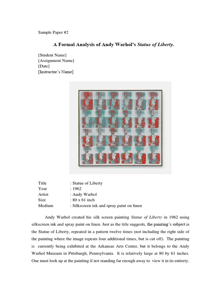 Sample Formal Analysis Paper | PDF | Paintings | Image
