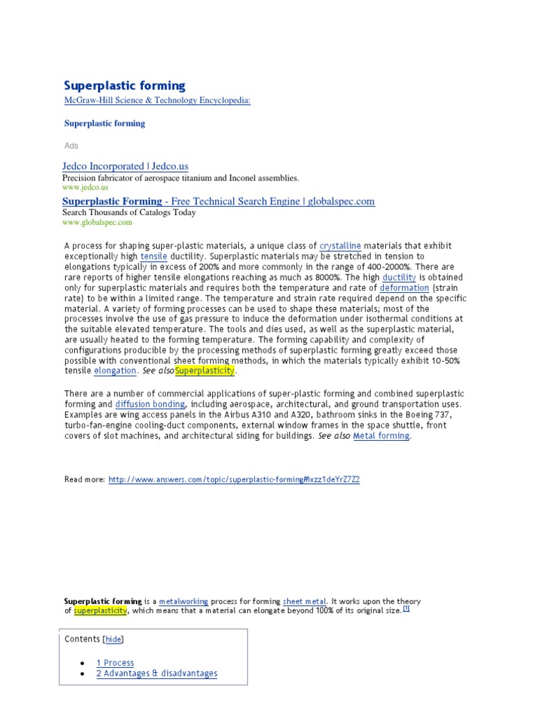 An Overview of Superplastic Forming: A Metalworking Process that ...