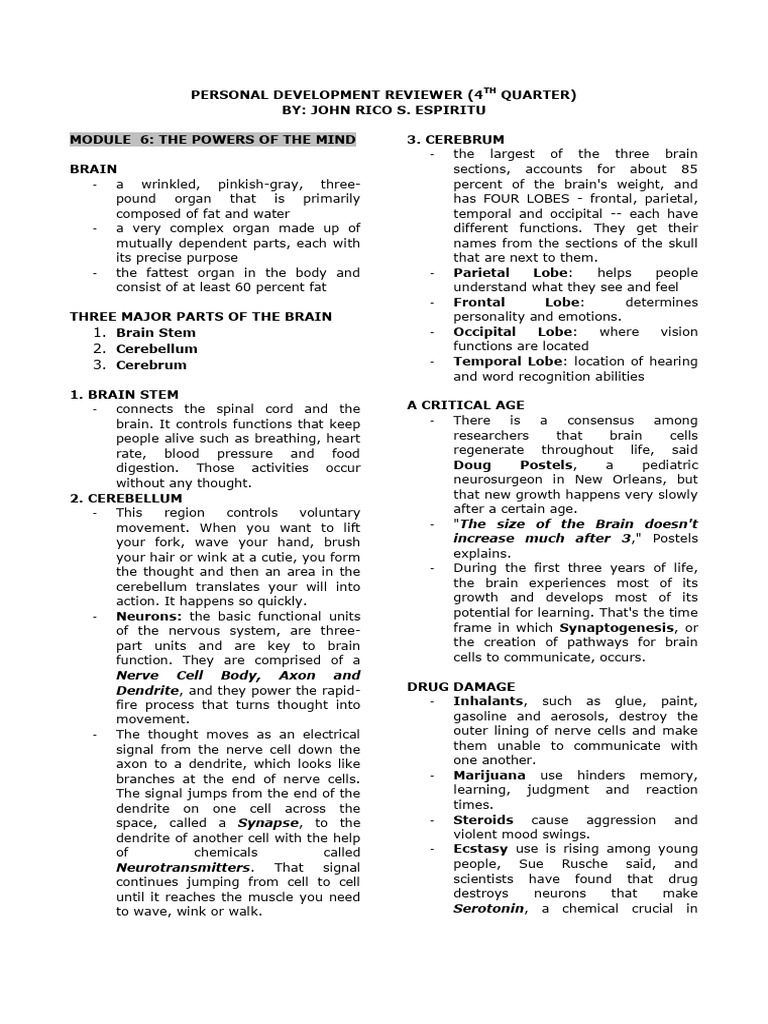 Personal Development Reviewer 1 | PDF | Emotional Intelligence | Neuron