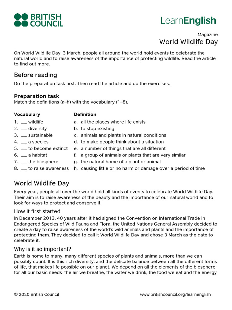 World Wildlife Day | Download Free PDF | Biodiversity | Wildlife