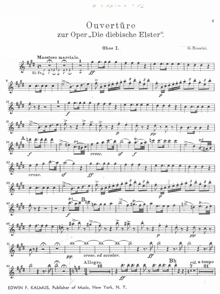 02-Rossini-Ob - Urraca Ladrona-Oboes | PDF