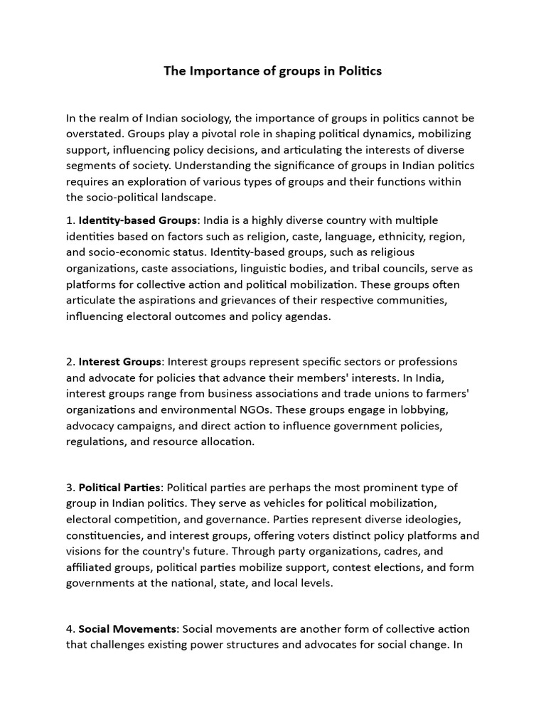 15M. The Importance of Groups in Politics | PDF | Non Governmental ...