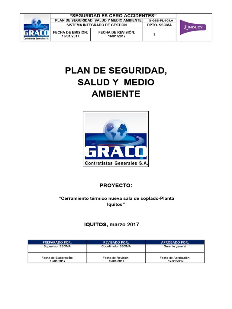Plan de Seguridad Salud y Medio Ambiente. | PDF | Valores | Business
