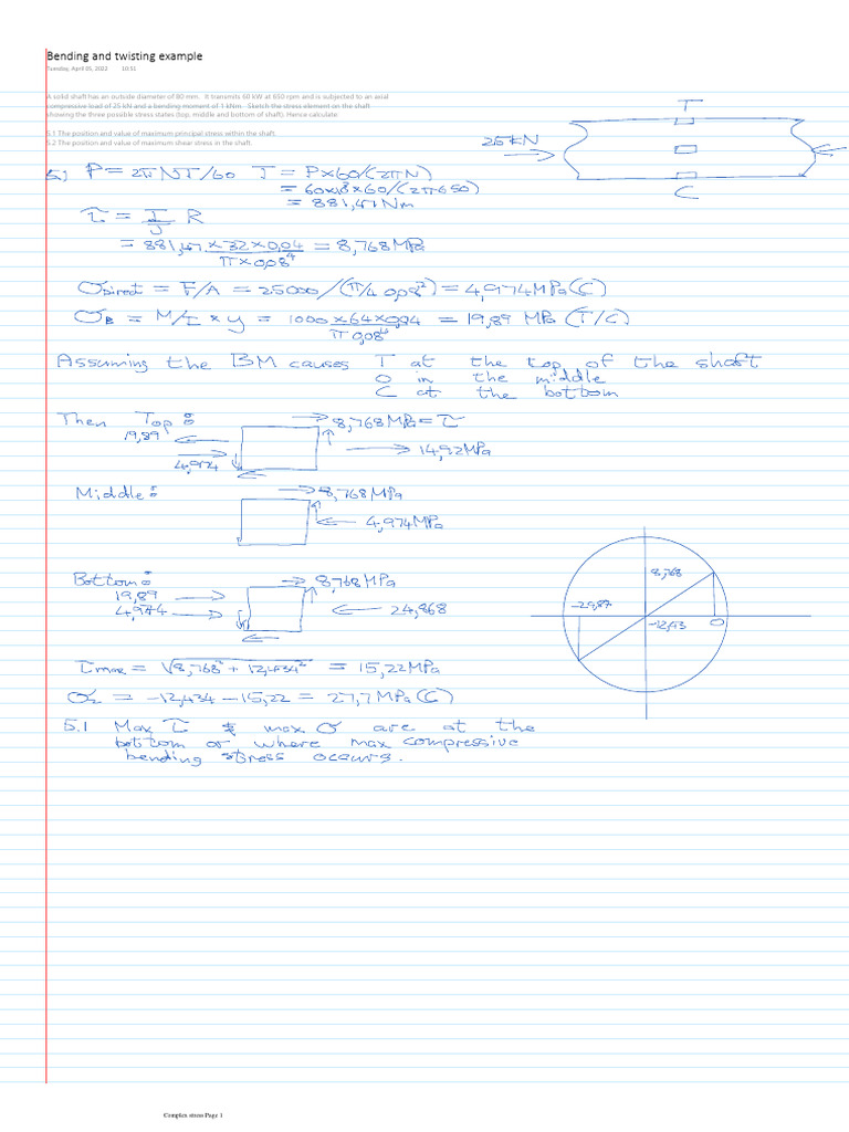 Bending and Twisting Example | PDF