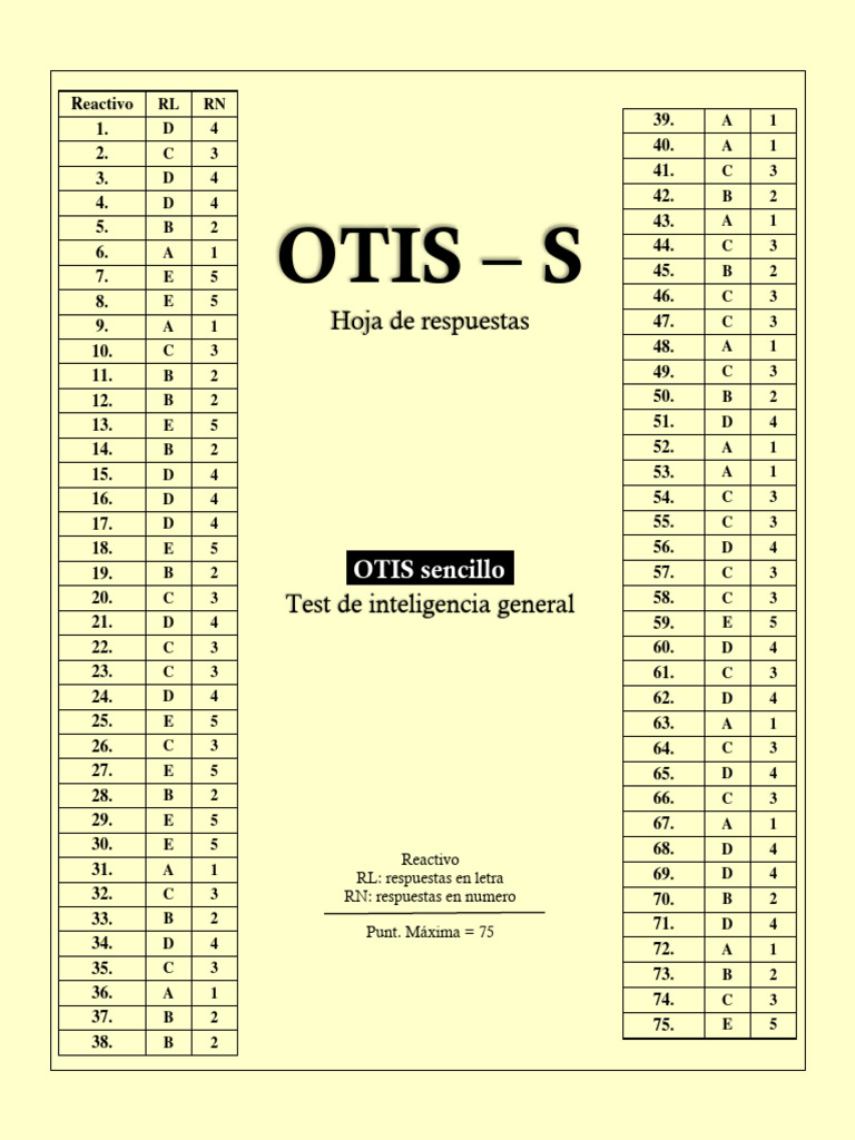 04 OTIS-S Hoja de Respuestas Predeterminadas | PDF