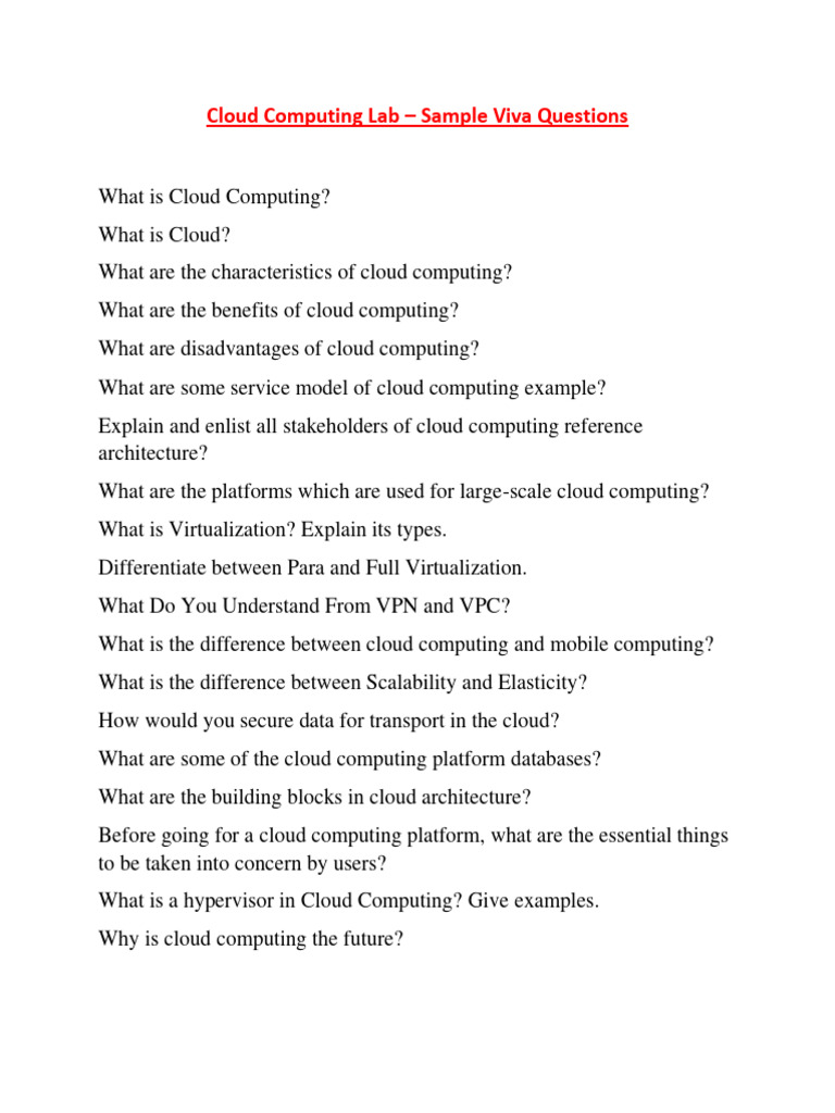 Cloud Computing Lab - Viva Qs (2)-1 | PDF | Cloud Computing | Amazon Web Services