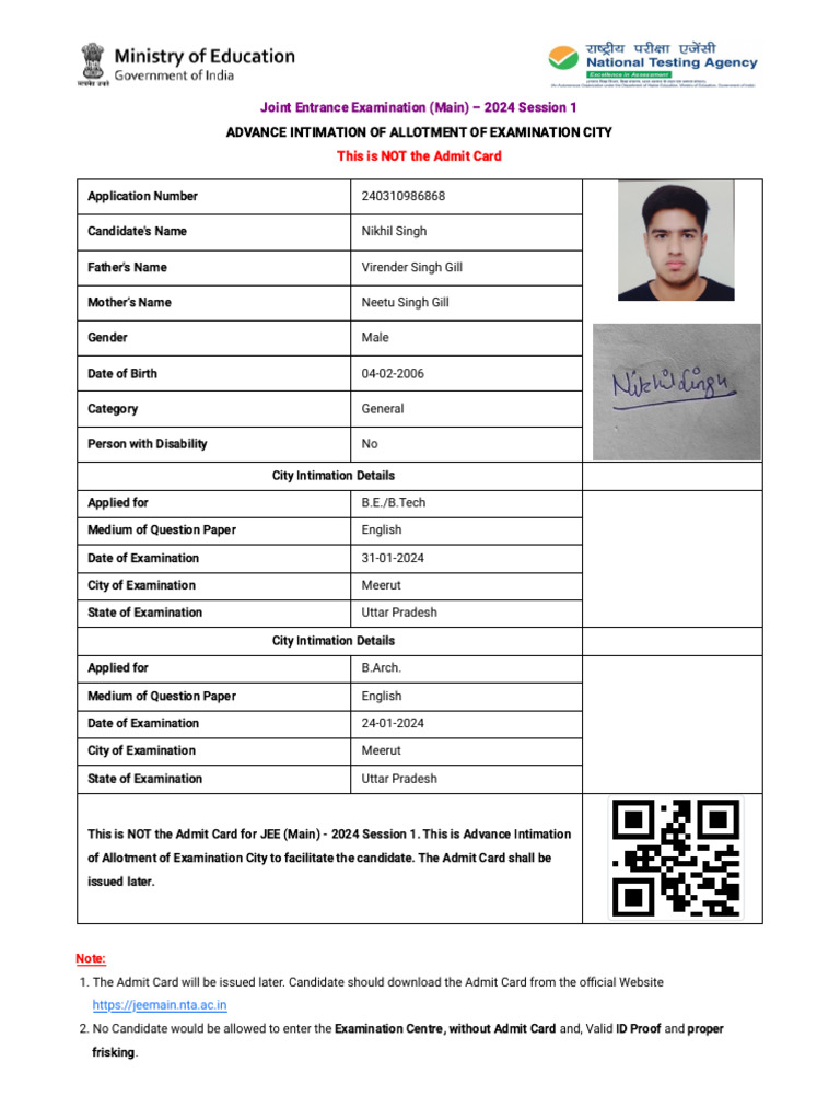 Joint Entrance Examination (Main) - India | PDF
