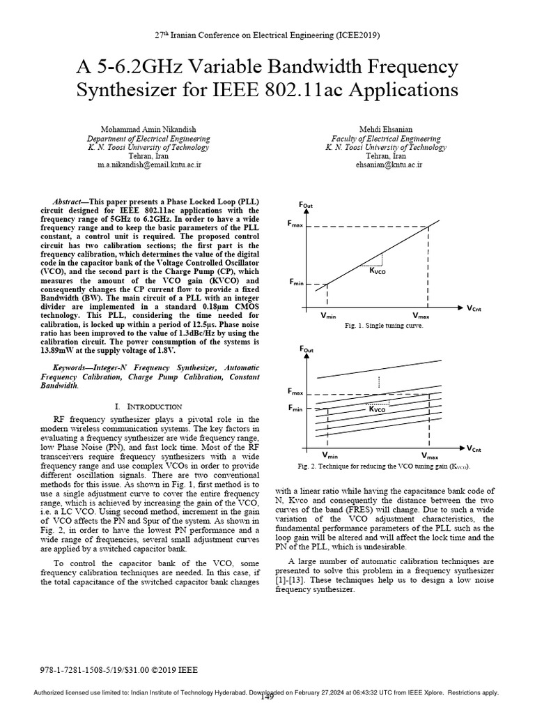 A 5 6 2ghz Variable Bandwidth Frequency Synthesizer For Ieee 802 11ac