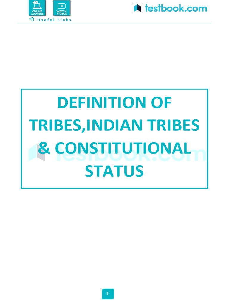 Definition of Tribes, Indian Tribes & Constitutional Status - PDF | PDF