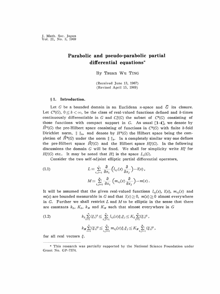 Parabolic and Differential: Equations Tsuan Ting | PDF | Continuous Function | Mathematical Analysis