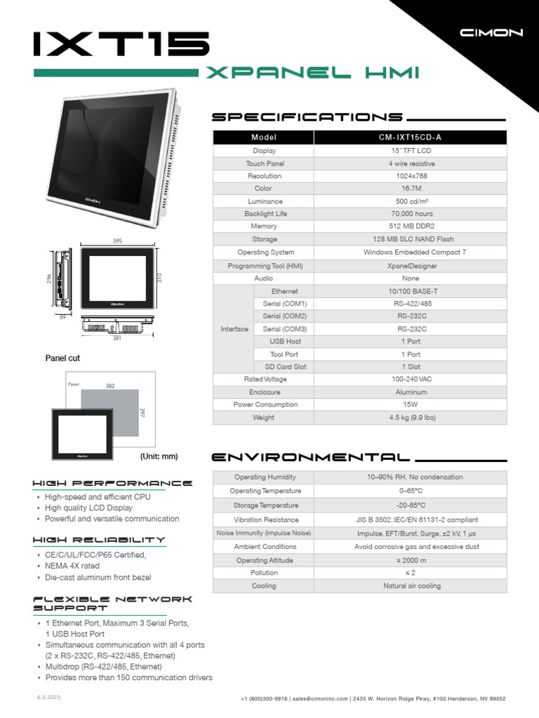 CIMON IXT15 Datasheet 2023.06.06 | Download Free PDF | Computer Hardware | Computer Engineering
