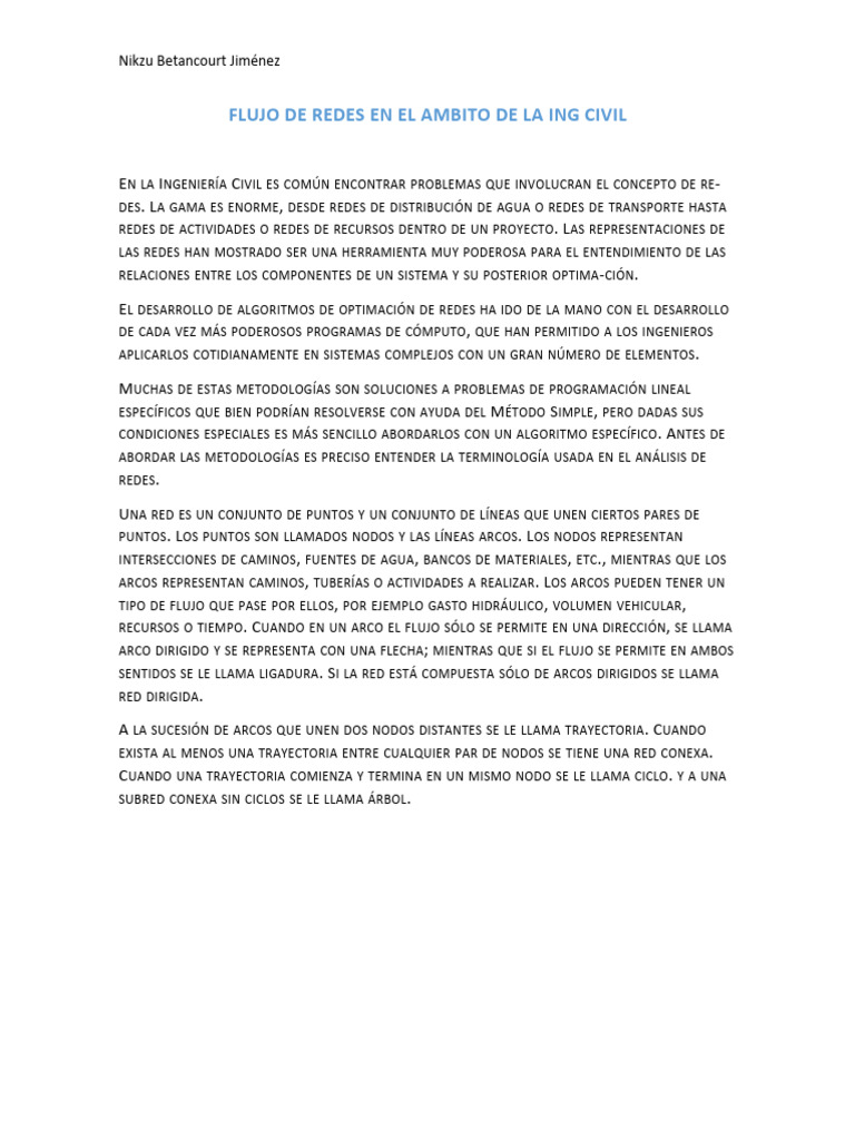 Flujos en Redes de Ingeniería Civil | PDF | Algoritmos | Ingeniería