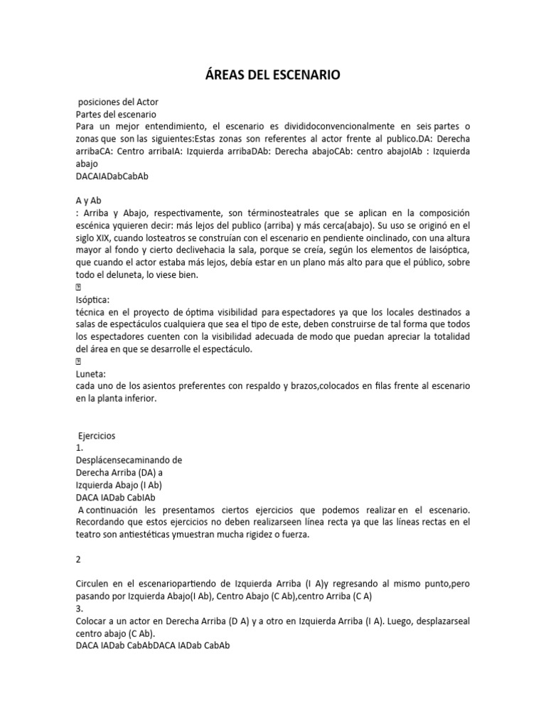ÁREAS DEL ESCENARIO | PDF | Bailes | Actor