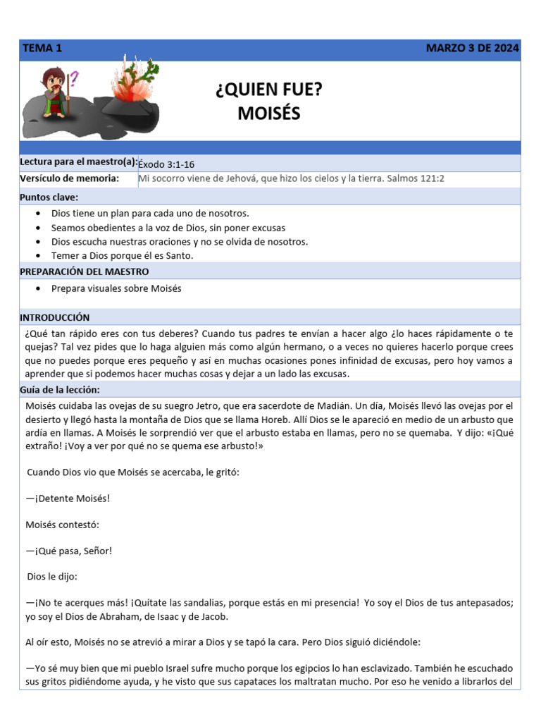Tema 1. Moisés | PDF | Moisés | Jacob