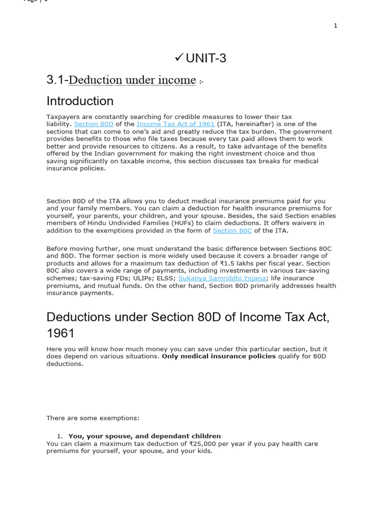 Section 80D Tax Deductions Explained | PDF | Insurance | Tax Deduction