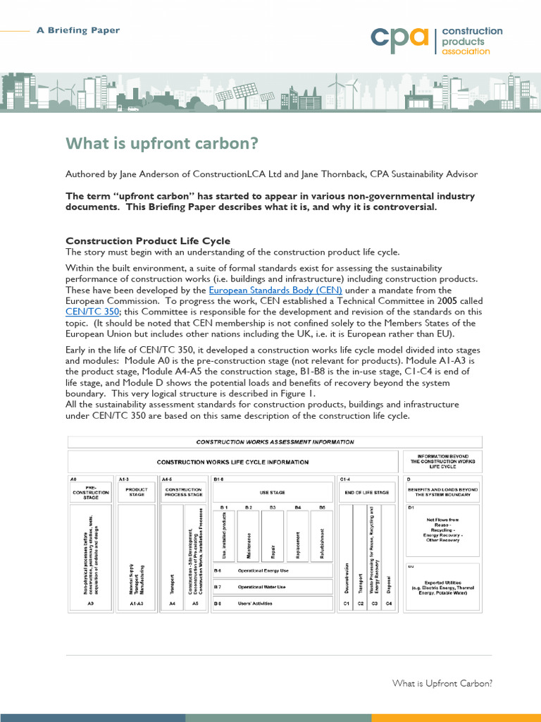what is upfront carbon | PDF | Life Cycle Assessment | Carbon Sequestration