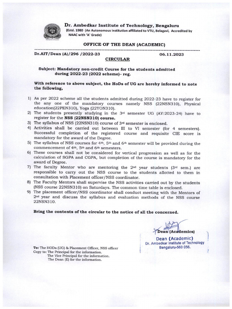 Syllabus, Time-Table For NSS (2022 Scheme) | PDF