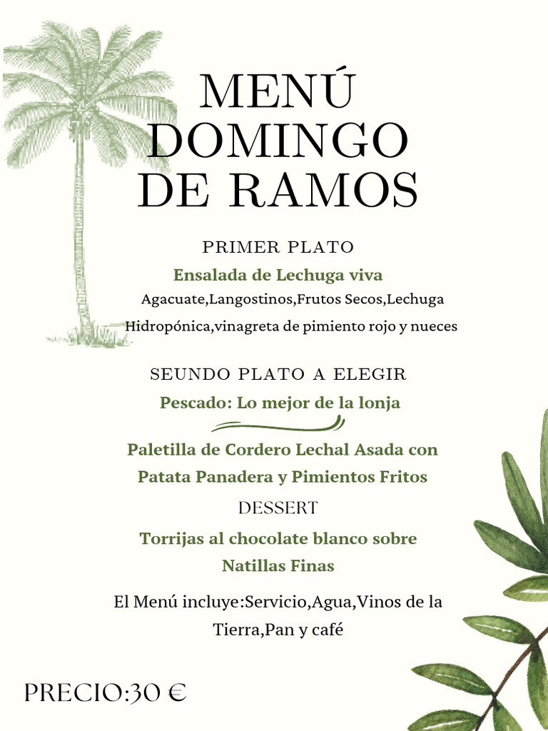 Menú Domingo de Ramos 30 € | PDF
