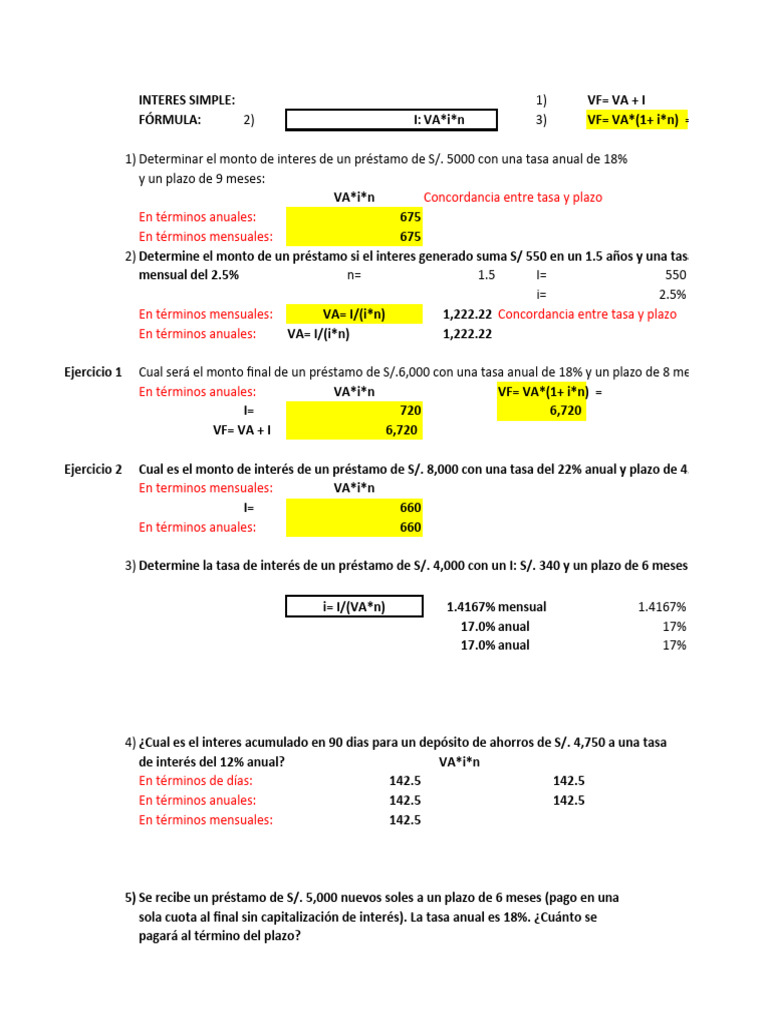 Interés Simple | PDF | Interés | Economía Financiera