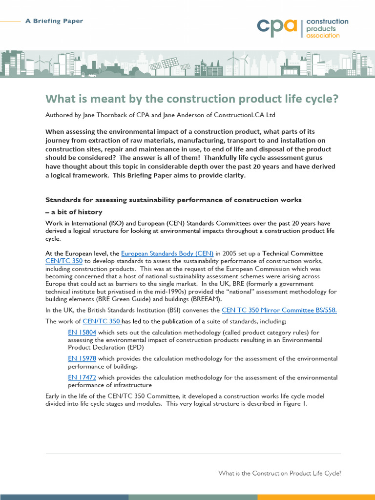 Understanding Construction Product Life Cycle | PDF | Life Cycle ...
