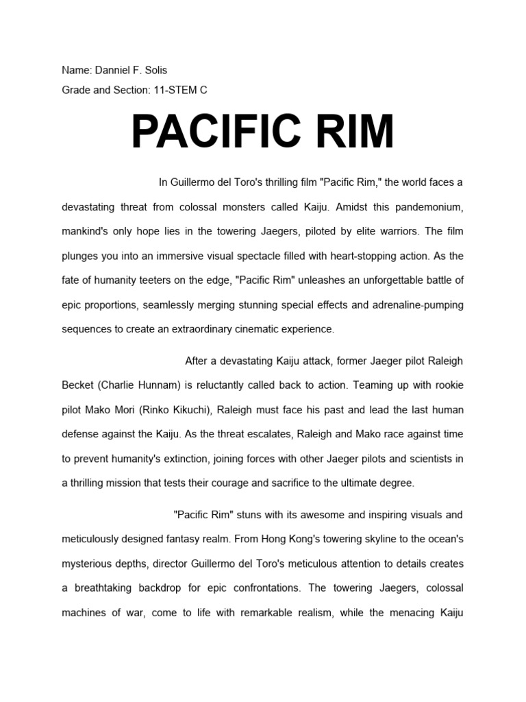 Pacific Rim Reading and Writing Movie Review | PDF