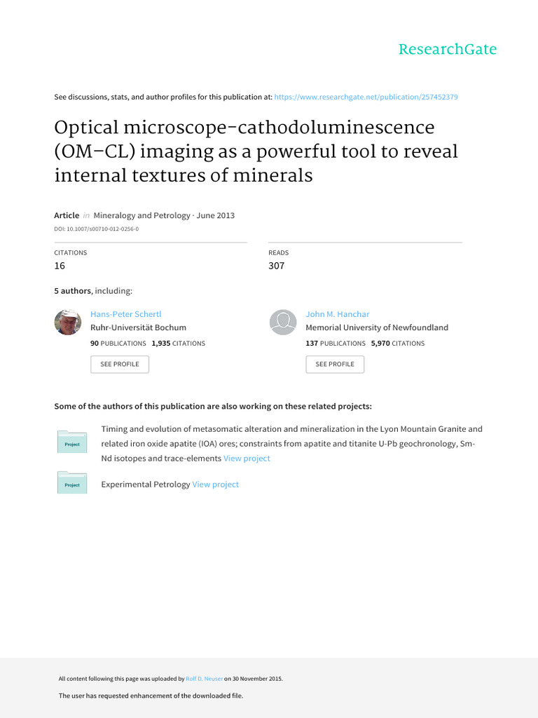 Optical Microscope-Cathodoluminescence (OM - CL) | PDF | Minerals | Scanning Electron Microscope