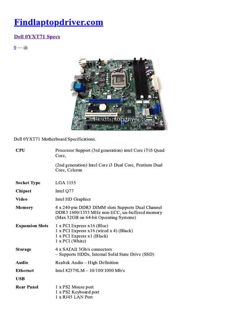 Dell 0YXT71 Specs | PDF