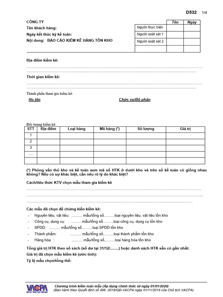 D532 - Bao Cao Kiem Ke HTK. (X) | PDF