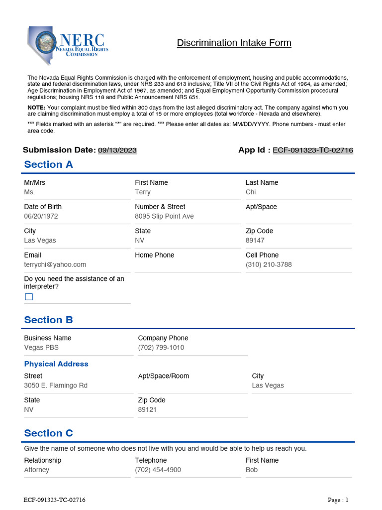 NERC Filing | PDF | Discrimination | Sexual Harassment