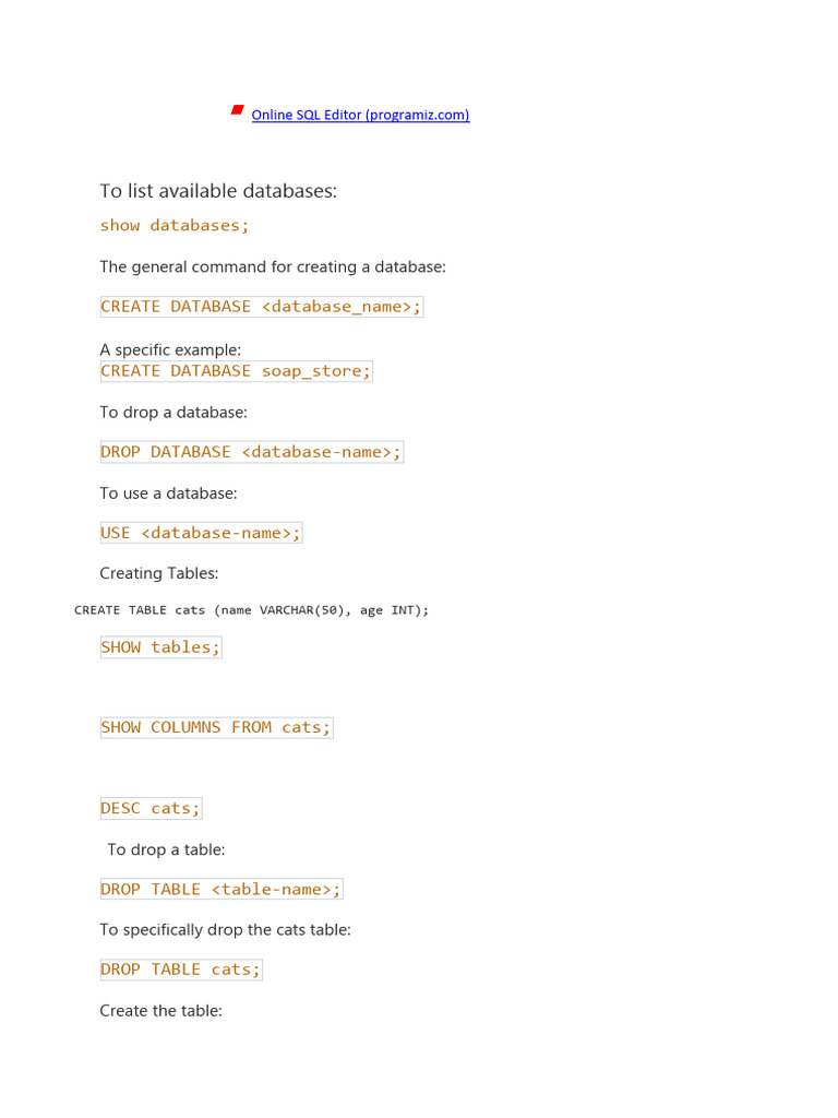 SQL Commands and Examples Guide | PDF | Data | Information Retrieval