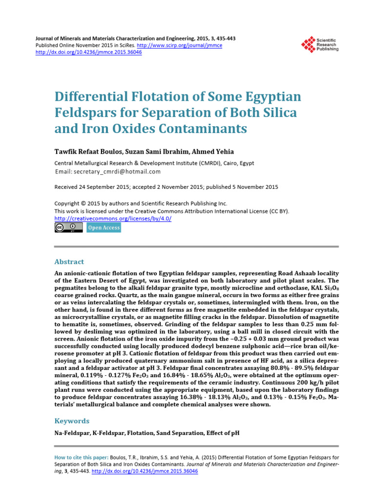 Differential Flotation Egyptian | PDF | Minerals | Silicon Dioxide