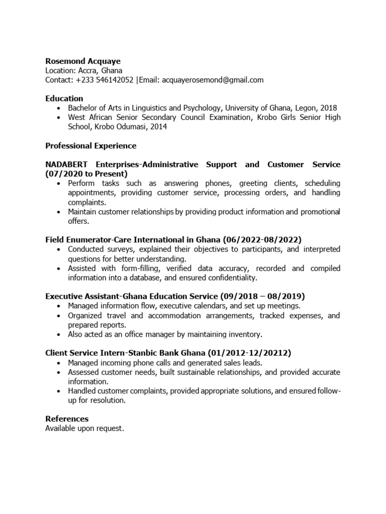 Rosemond Acquaye-1page | PDF | Career & Growth | Finance & Money Management