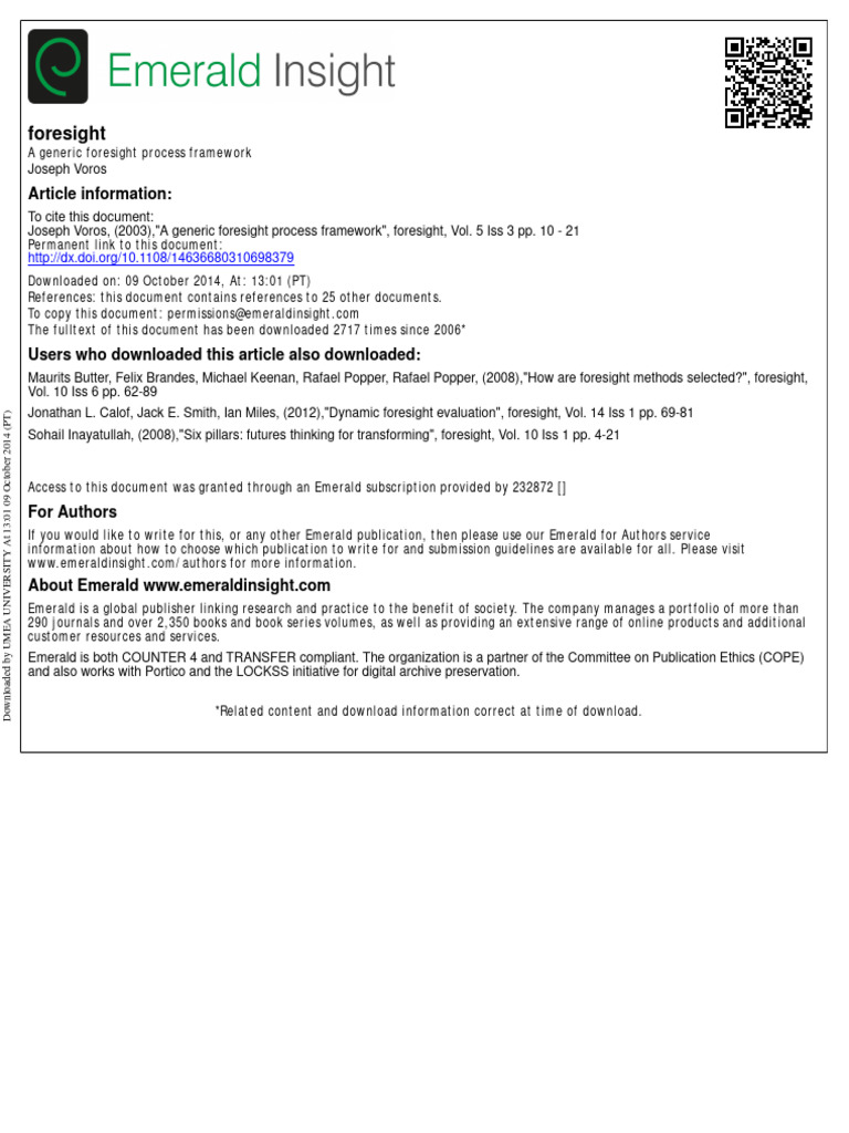 Voros 2003 | PDF | Strategic Planning | Thought