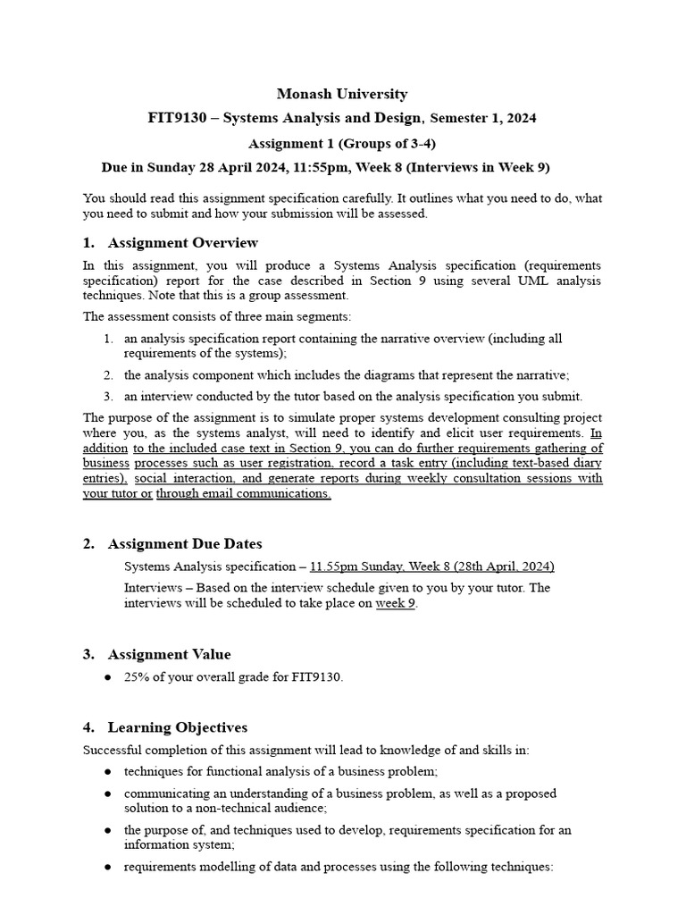 Fit9130 S1 2024 Assignment 1 Analysisreport Pdf Use Case Turnitin