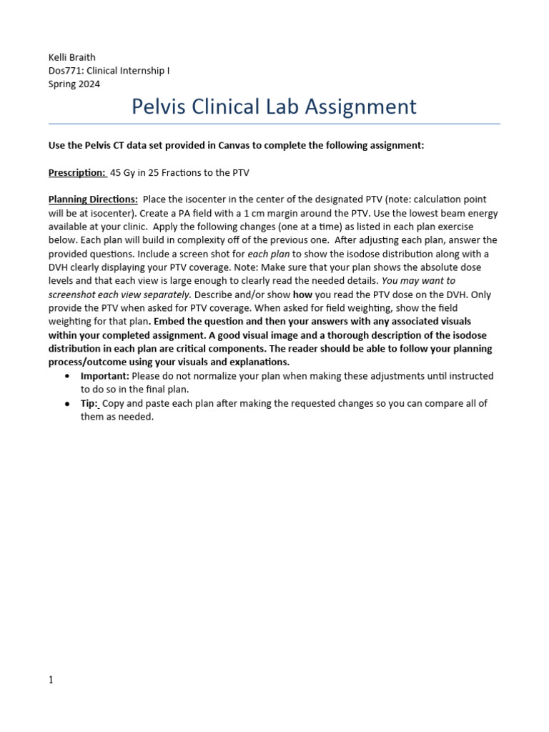 Pelvis Lab | PDF | Absorbed Dose | Dose (Biochemistry)