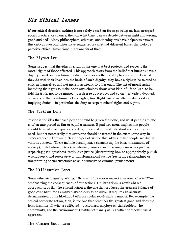 Ethical Lens | PDF | Justice | Crime & Violence