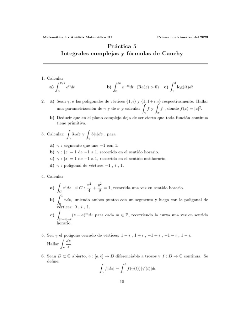 Practica5 1c2023 | PDF | Función holomorfa | Física Matemática