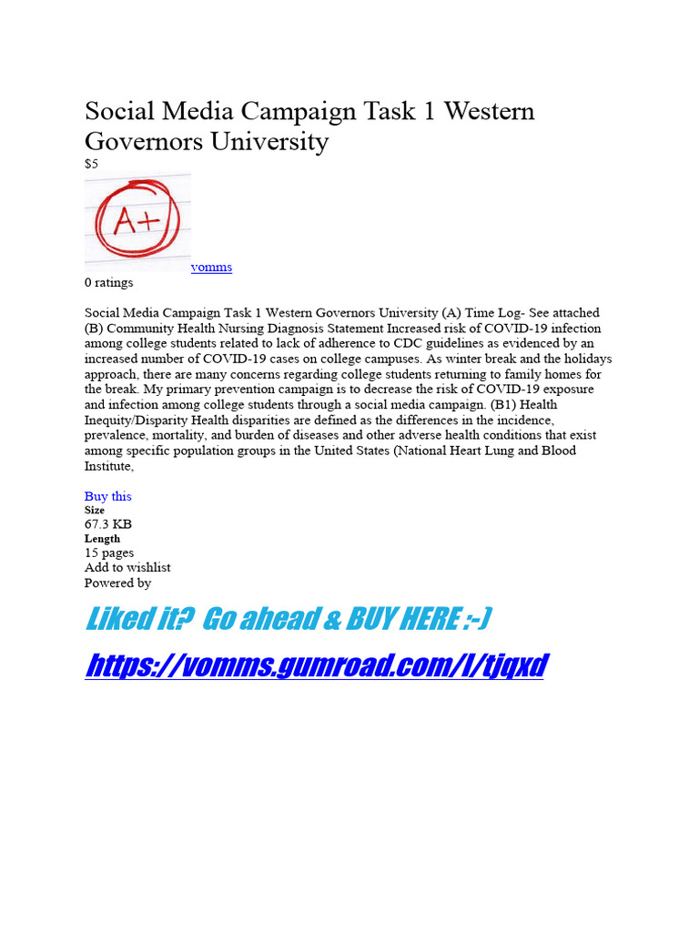 Social Media Campaign Task 1 Western Governors University | PDF