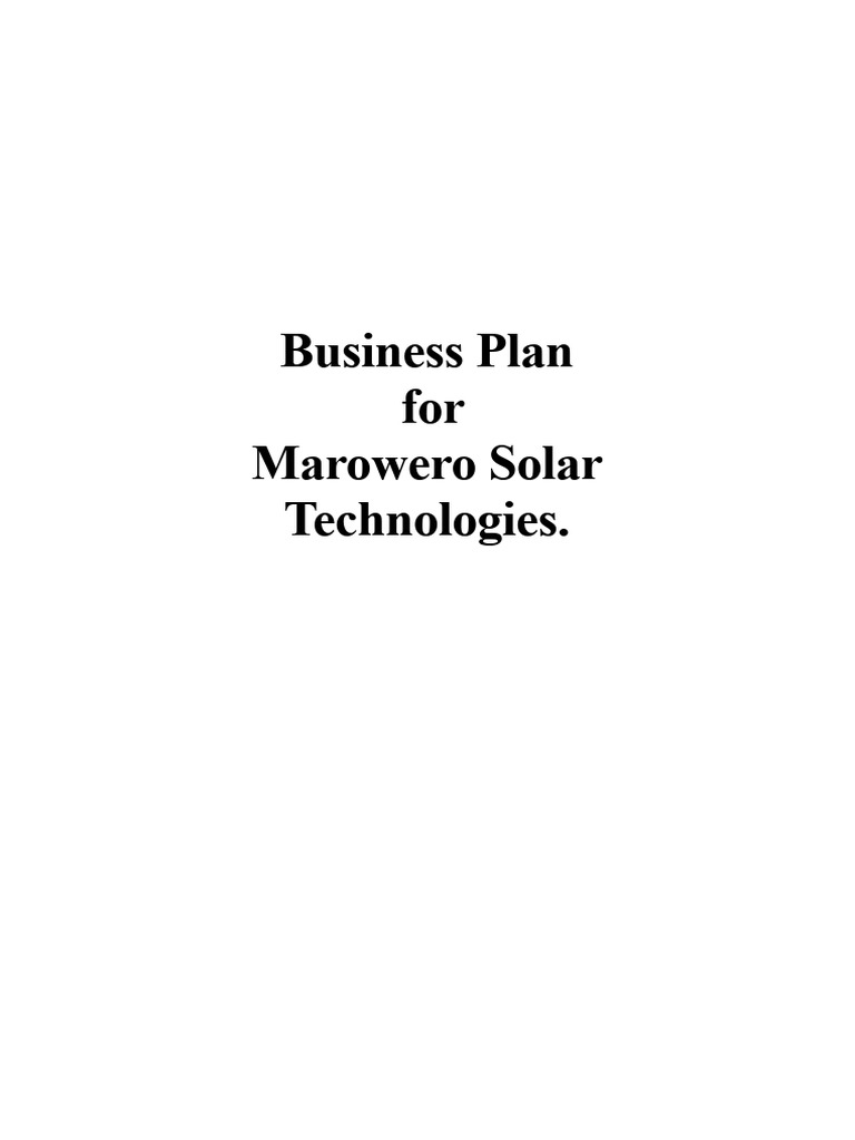 Marowero Solar Business Plan Overview | PDF | Solar Power | Solar Energy