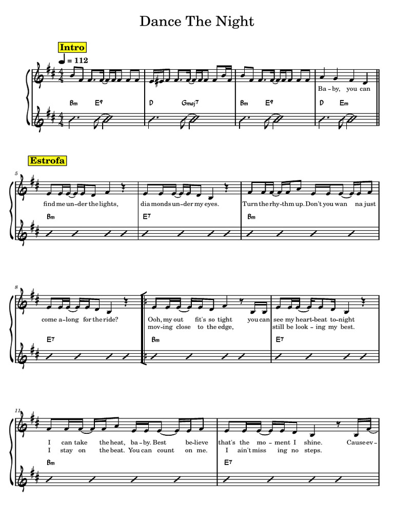 Dance The Night Leet Sheet | PDF