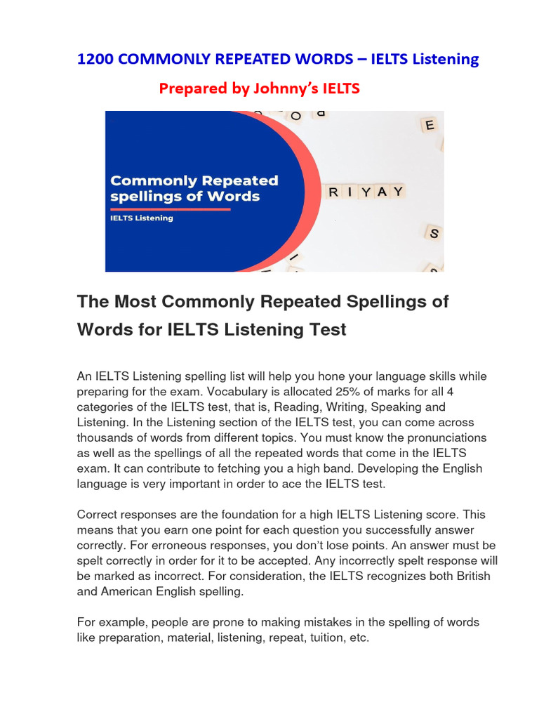 1200 Commonly Repeated Words - 231012 - 221358 | PDF | International ...