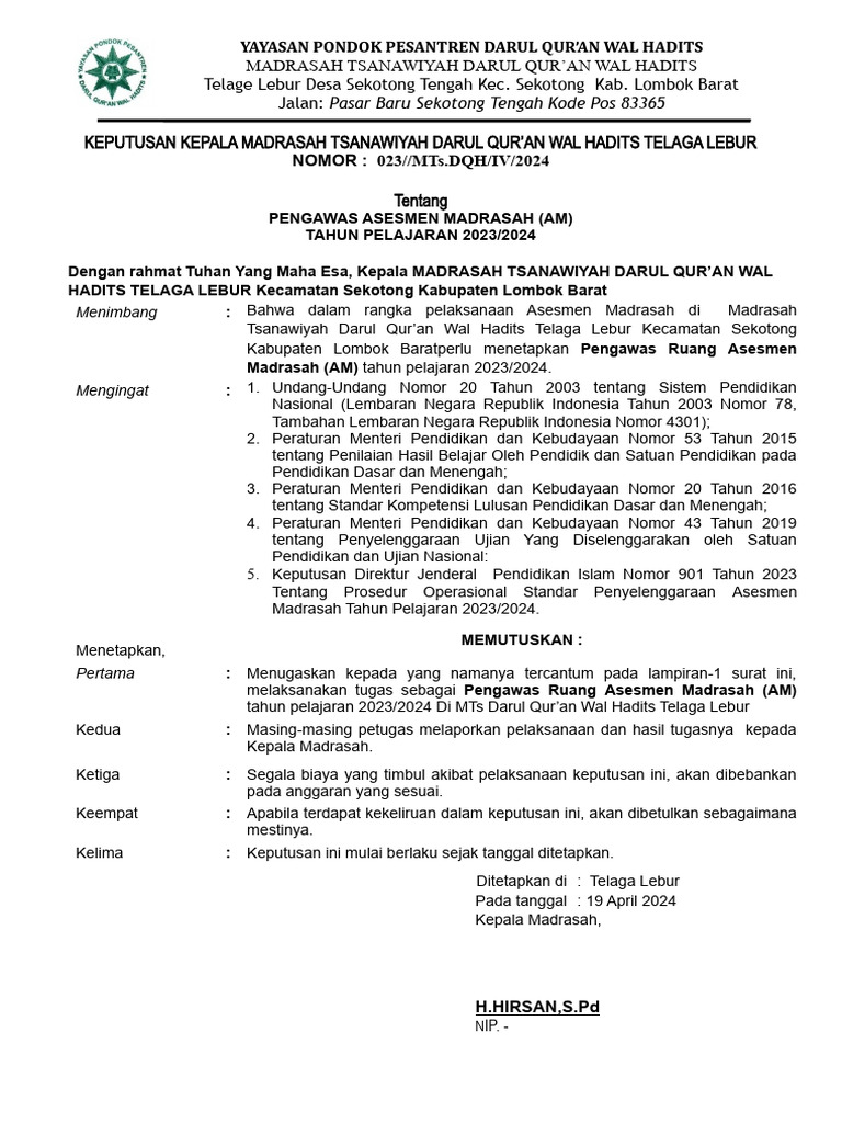 SK Pengawas Am 2024 | PDF