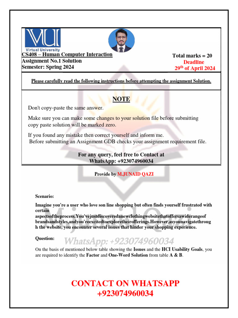 Cs408 Assignment 1 Solution Spring 2024 By M Junaid Qazi Pdf